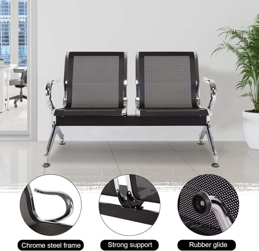 2-Seater Metallic Waiting Bench - Gucca Furniture