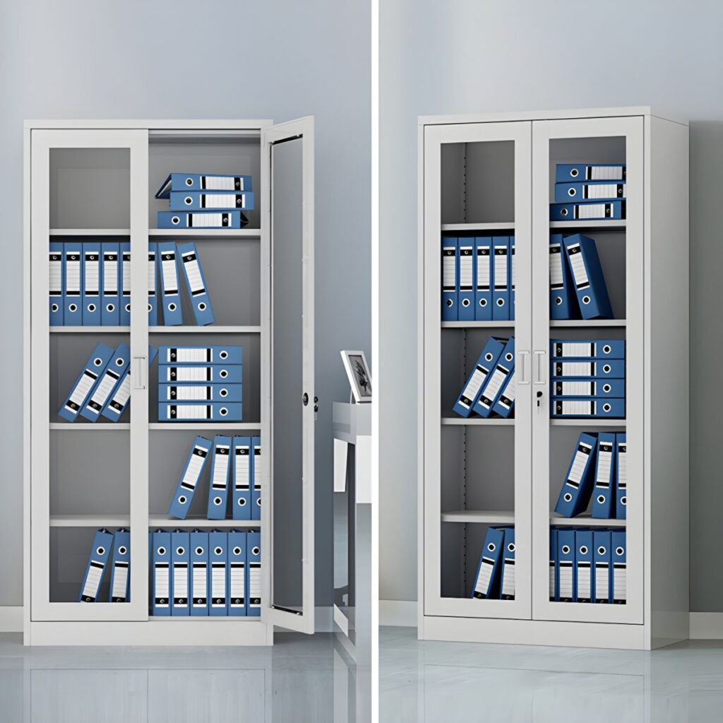 2-Door Full Glass Filing Office Cabinet - Gucca Furniture