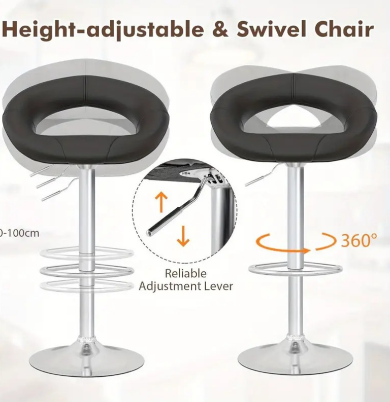 Black Adjustable Counter Barstool - Gucca Furniture