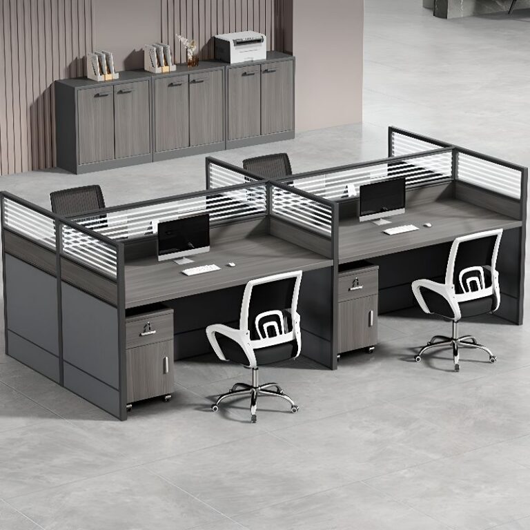 4-Seater Brown Office Workstation - Gucca Furniture