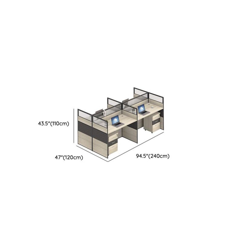 4-Way Office Workstation in Brown - Gucca Furniture -Furniture Shop in ...