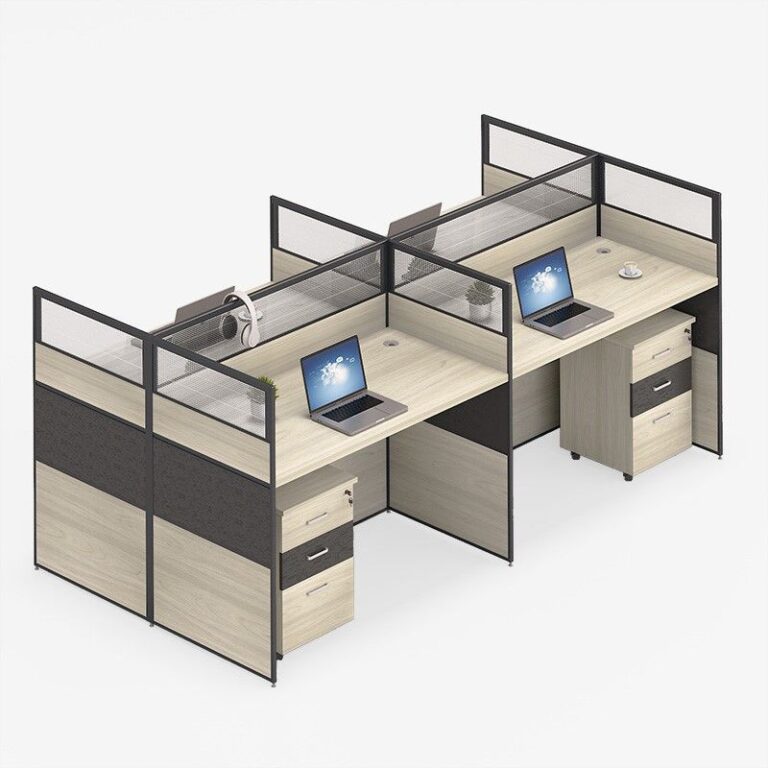 4-Way Office Workstation in Brown - Gucca Furniture -Furniture Shop in ...